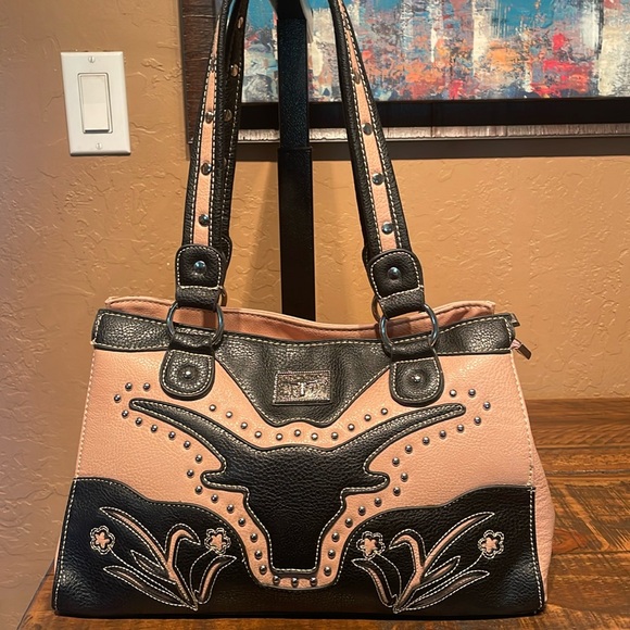 haley beez | Bags | Haley Beez Pink Black Western Style Vegan Leather ...